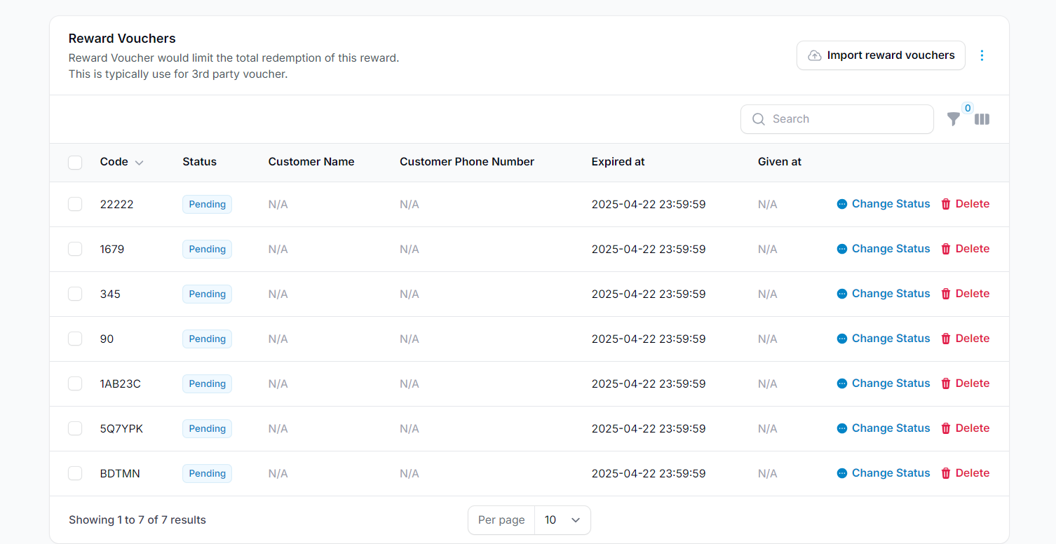 Importing Reward Vouchers in Admin Dashboard | Pixalink